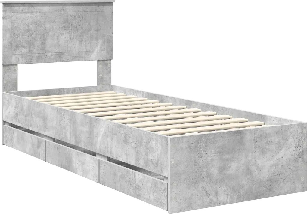 Rám postele s čelo Betonově šedá 75 x 190 cm Inženýrské dřevo 3410759