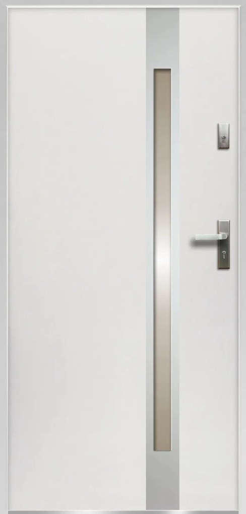 O.K. DOORS Ocelové vchodové dveře TEMIDAS INOX P55 bílé 90 L