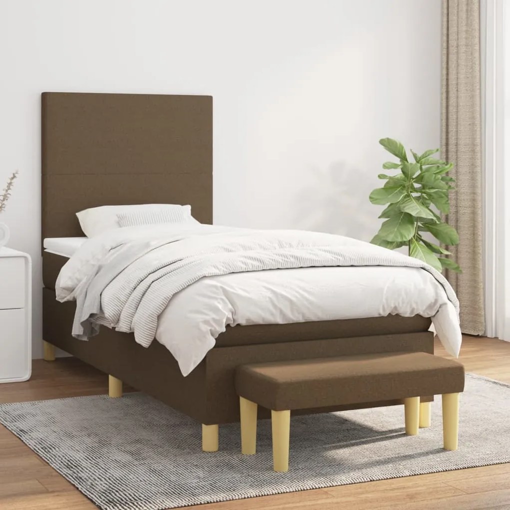Box spring postel s matrací tmavě hnědá 80x200 cm textil 3136952