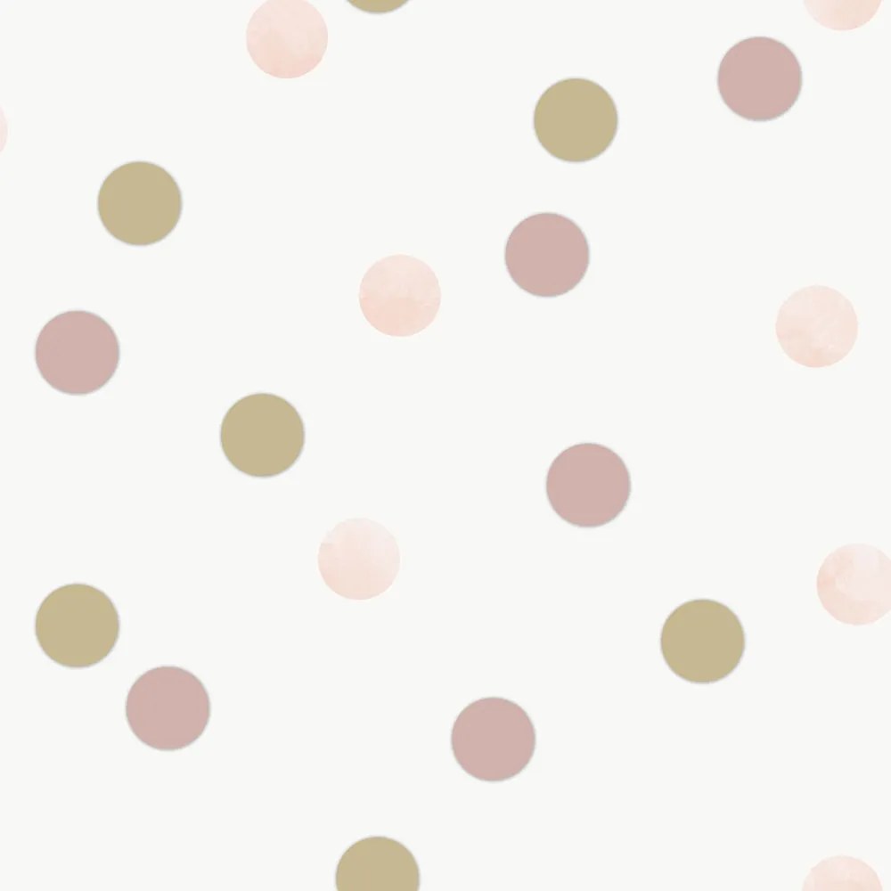 Vliesová tapeta Puntíky, 108565, Dotty Polka Pink American Gold, Kids@Home 6, Graham & Brown