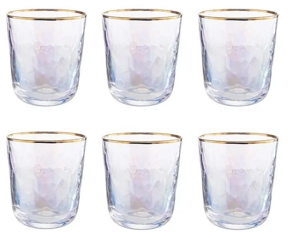 SMERALDA Sada sklenic se zlatým okrajem 280 ml 6 ks