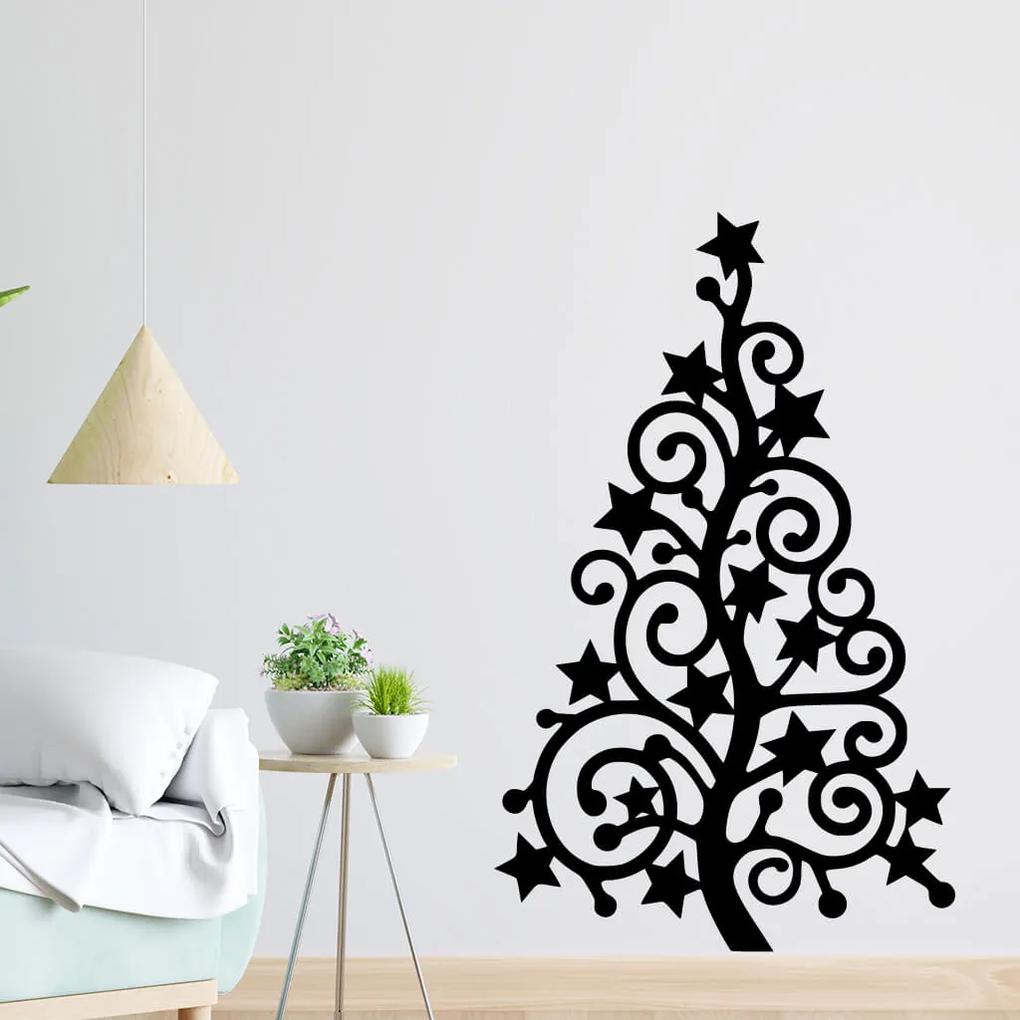 Živá Zeď Samolepka na zeď Vánoční strom hvězda Barva: černá
