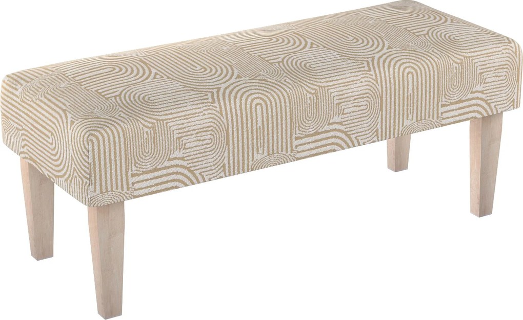 Dlouhá lavička 100x40cm barva béžová látka pletený vzor, vzorované