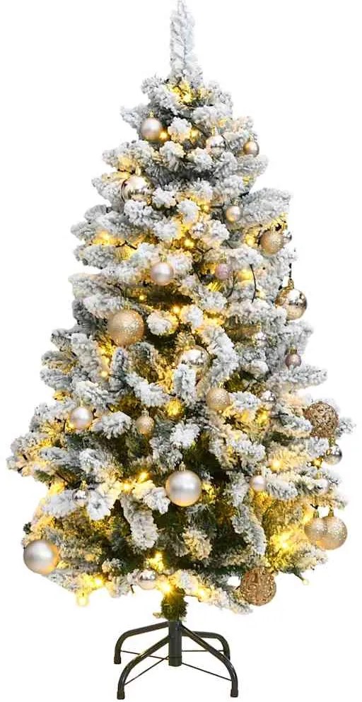 Umělý sklápěcí vánoční stromek se 150 LED a koulemi 150 cm 3210098