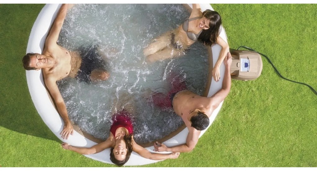 Intex | Vířivý bazén Pure Spa Bubble HWS 8 NP + Solární sprcha UNO 35 l hliníková s LED světlem | 19900165