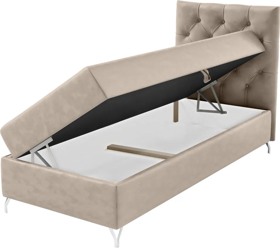 Boxspringová postel, 90x200, béžová látka Velvet, pravá, GULIETTE + dárek