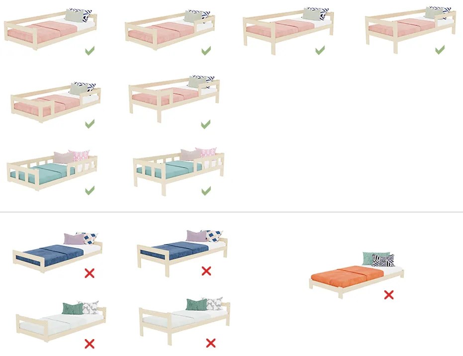 Benlemi Sada DOUBLE pro rozklad jednolůžka na dvě samostatné postele Zvolte barvu: Transparentní vosková lazura matná, Zvolte rozměr: 80x160 cm