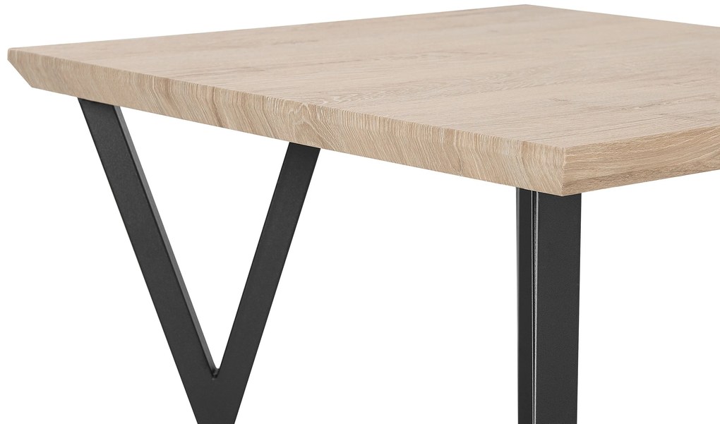 Jídelní stůl 70 x 70 cm, světlé dřevo s černým BRAVO Beliani