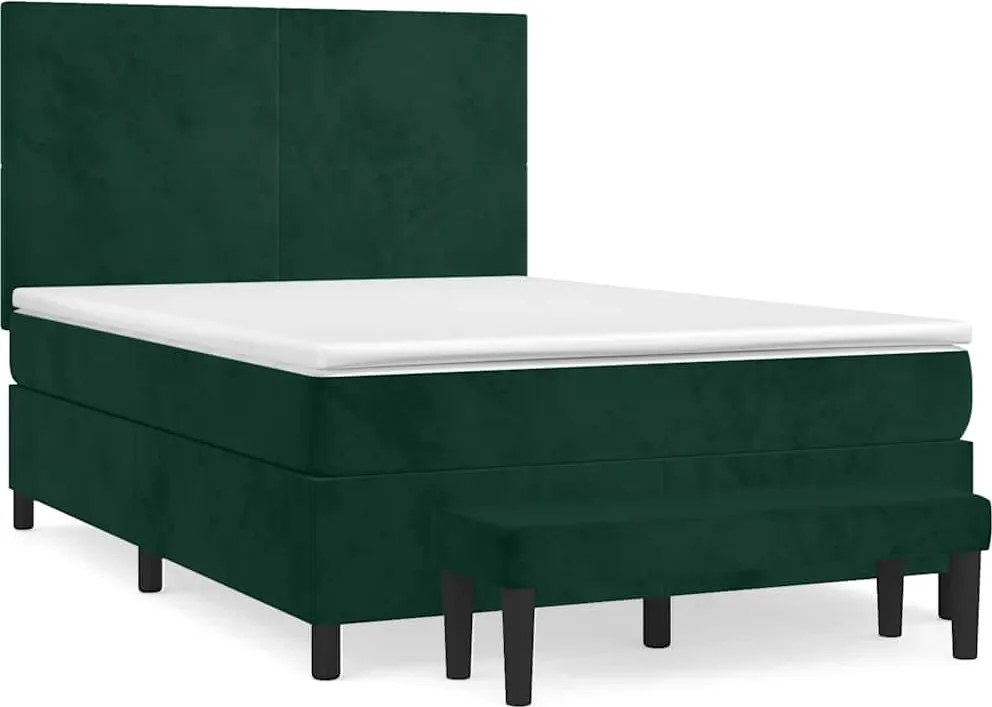Box spring postel s matrací tmavě zelená 140x200 cm samet 3137728