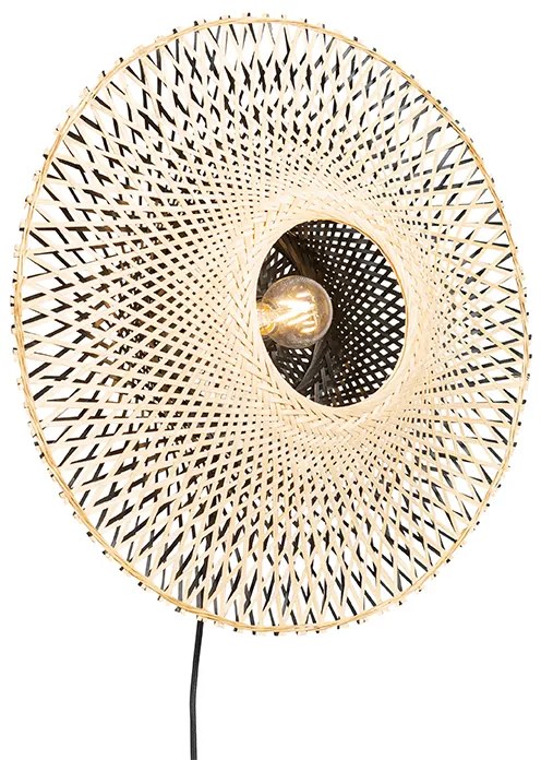 Orientální nástěnná lampa bambus 50 cm se zástrčkou - Rina