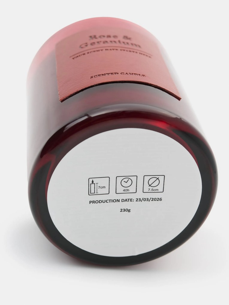 Sinsay - Vonná svíčka s přídavkem sójového vosku Rose and Geranium - světle fialová