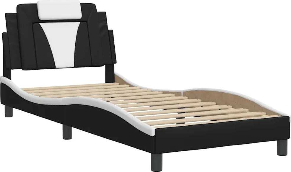 Rám postele Viana bez matrace černý a bílý 80 x 200 cm umělá kůže 3208059