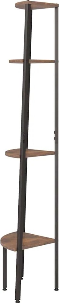 4patrová rohová police tmavě hnědá a černá 45,5 x 31,5 x 150 cm 336392