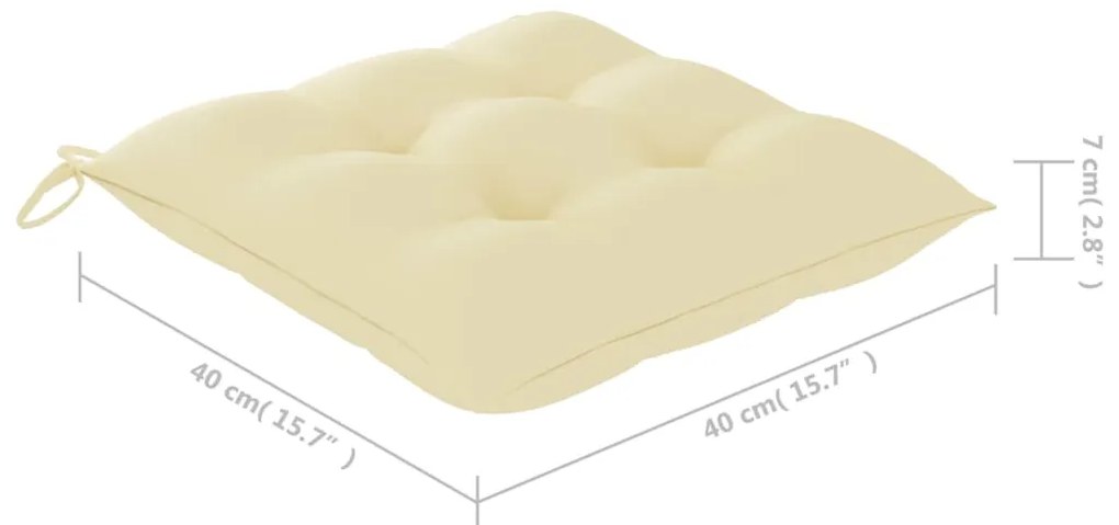 vidaXL Marketos Zahradní židle s krémově bílými poduškami 3 ks masivní teak