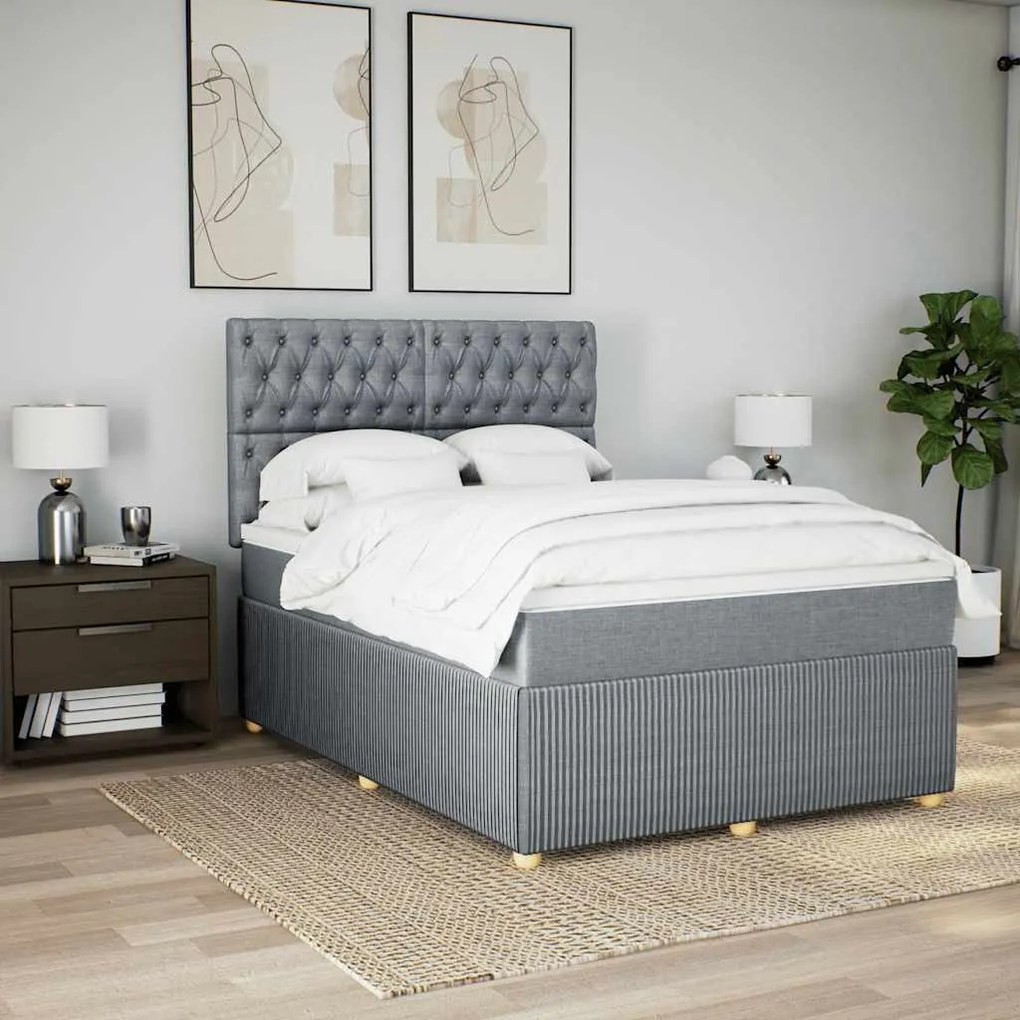 Box spring postel s matrací světle šedá 140 x 200 cm textil 3292086