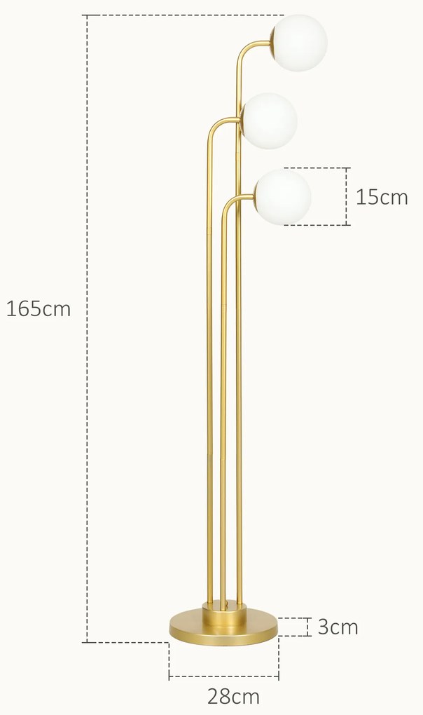 HOMCOM Stojací lampa s otočným stínítkem, 120W čtecí lampa, 1,65 m vysoká noční lampa s nožním spínačem, stojací lampa do ložnice, kanceláře, obývací…