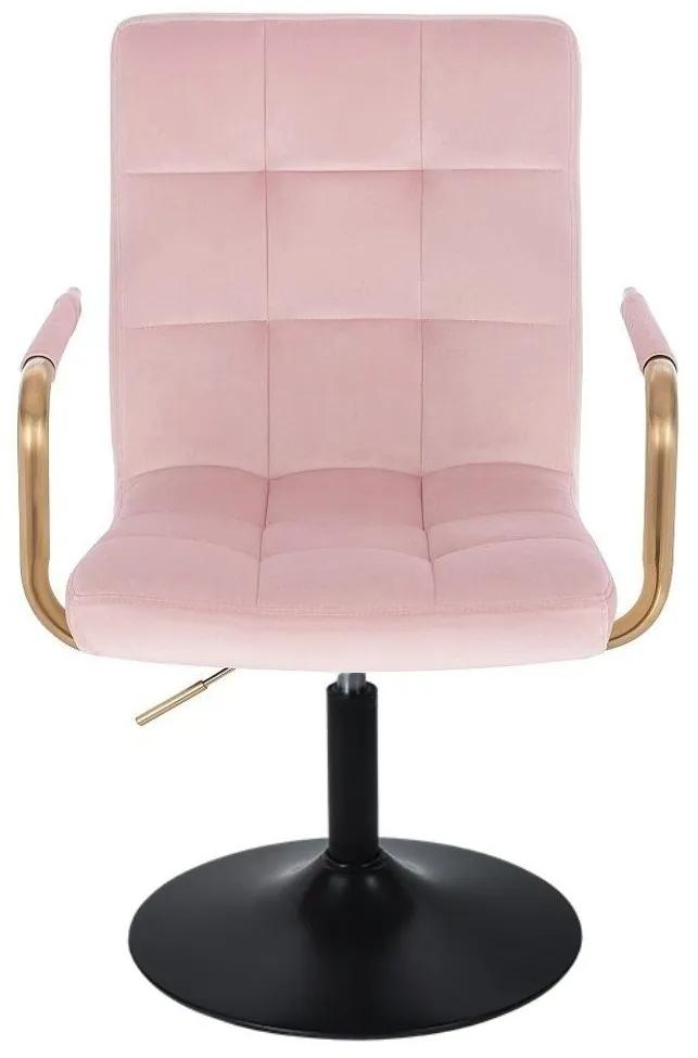LuxuryForm Židle VERONA GOLD VELUR na černém talíři - růžová