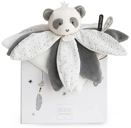Doudou Dárková sada - plyšový muchláček panda 26 cm