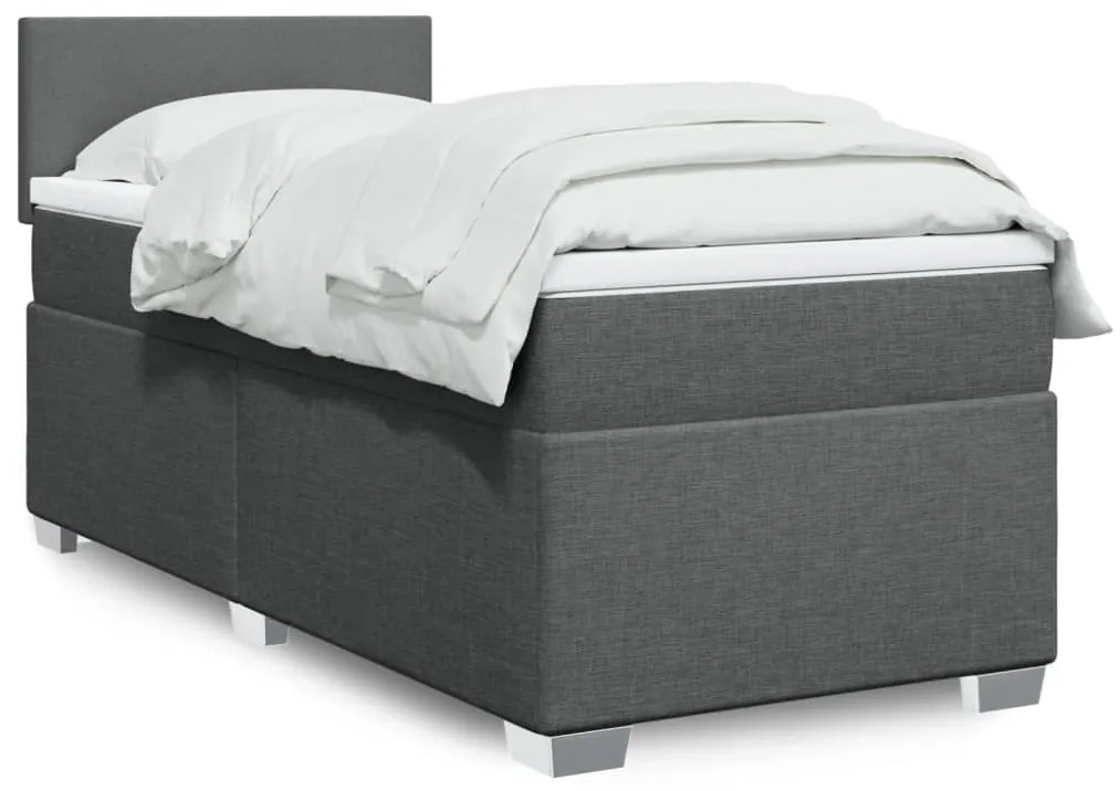 Box spring postel s matrací tmavě šedá 90x190 cm textil