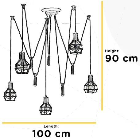 ONLI - Lustr na lanku SPIDER 5xE27/15W/230V pavouk černá