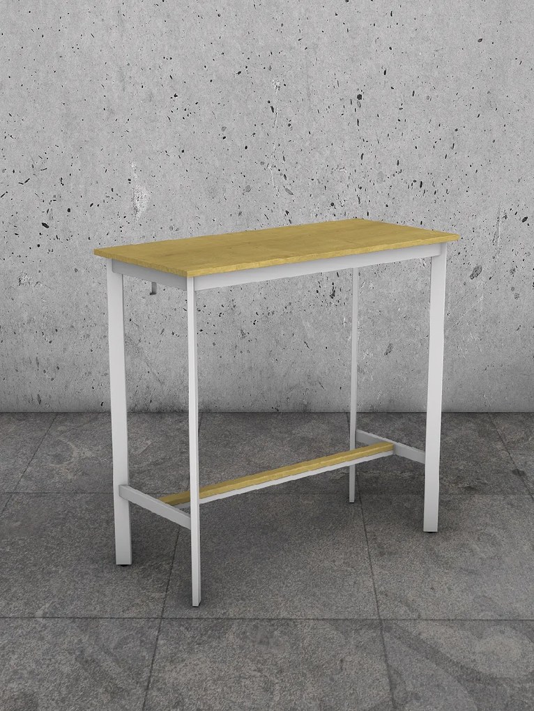Barový stůl bílý A10, masiv dub přírodní, 110 x 51 cm