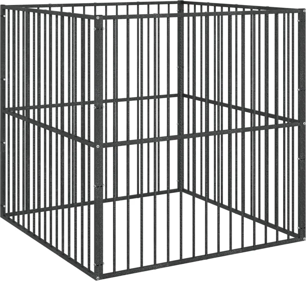 Ohrádka pro psy 4 panely černá pozinkovaná ocel 172209