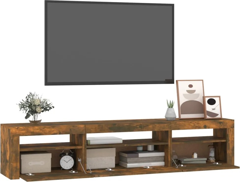 TV skříňka s LED osvětlením kouřový dub 195x35x40 cm 3152743