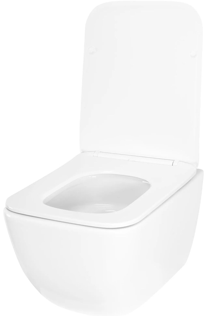 Rea Dexter, závěsná WC mísa Rimless Tornado 515x365x350 mm + WC sedátko z duroplastu, bílá lesklá, REA-C1278