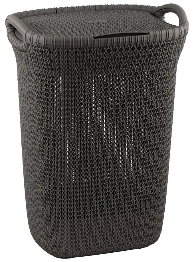 Tmavě šedý koš na prádlo Curver Knit Hamper, 57 l