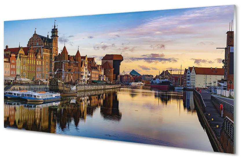akrylový obraz Port of Gdańsk řeky svítání 100x50 cm