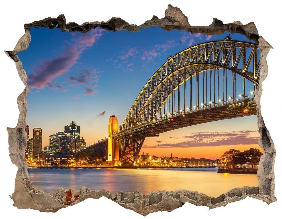 Wallmuralia Díra 3D ve zdi nálepka Panorama Sydney 95x64 cm