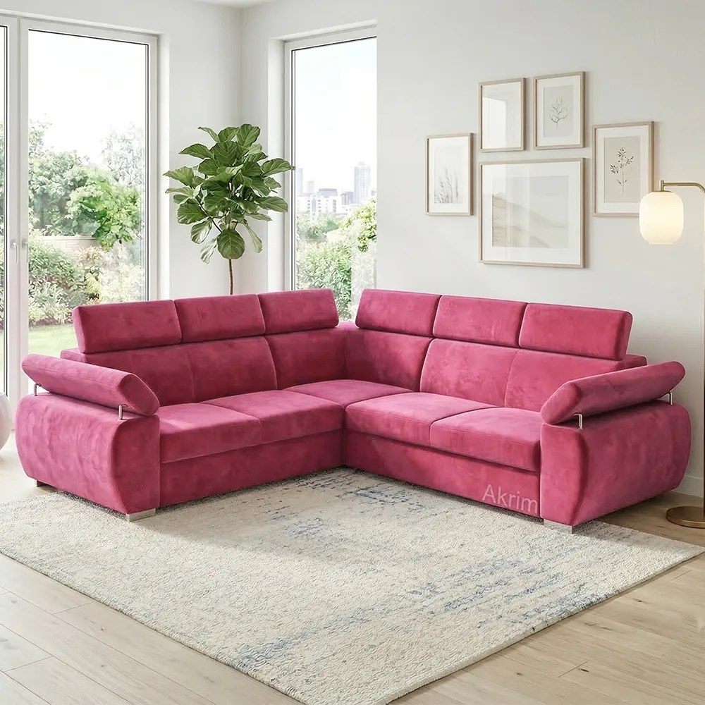 Sedací souprava BASTON | 260x260 cm | rozkládací + úložný prostor na levo | VÝBĚR TKANIN