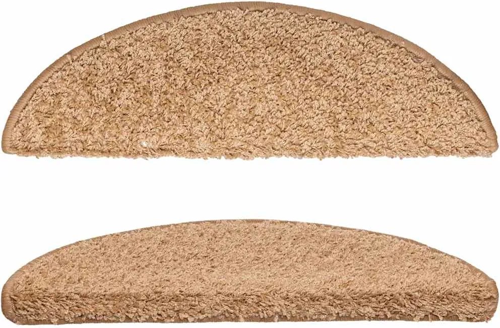 Schodové rohože 15 ks 56 x 17 x 3 cm béžové, půlkulaté 133894