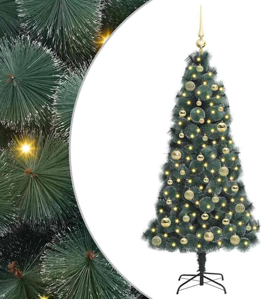 Umělý Vánoční Stromek s Osvětlením a Kuličkami Zelená 150 cm 3396157