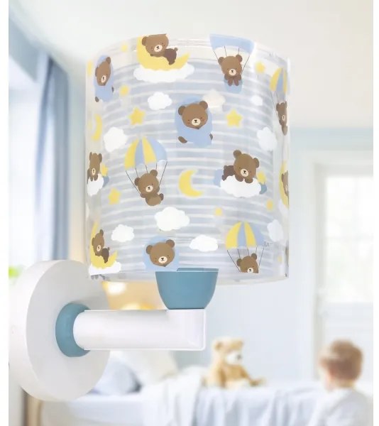 Dalber 41579T - Dětská nástěnná lampa BABY TEDDY 1xE27/15W/230V modrá