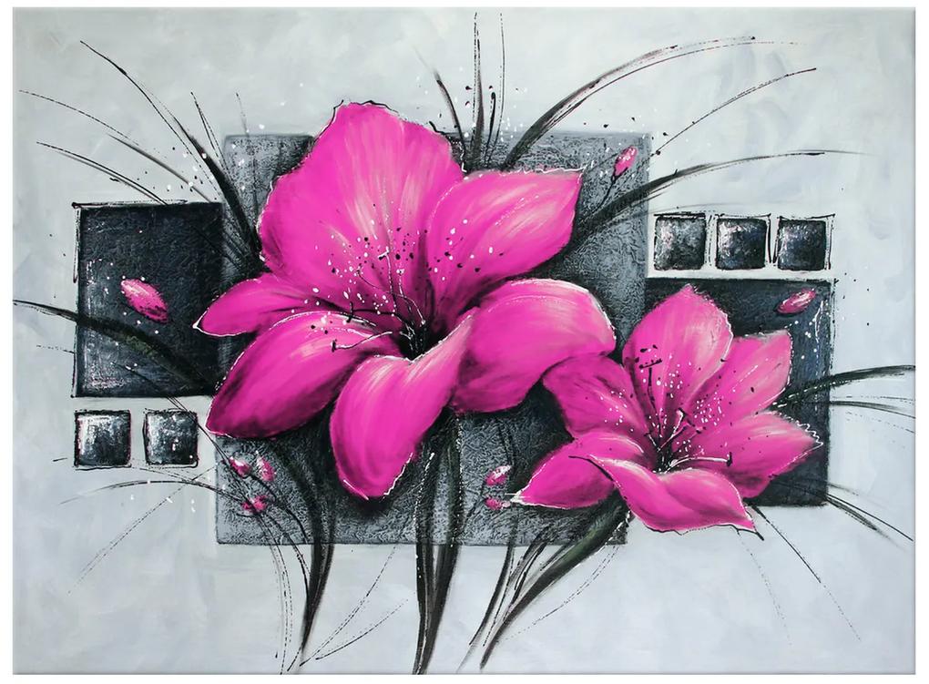 Gario Ručně malovaný obraz Nádherné růžové Vlčí máky Rozměry: 70 x 100 cm