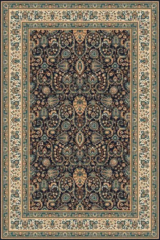 Kusový koberec vlněný Agnella Isfahan Klimene Granat Modrý Rozměr: 240x340 cm