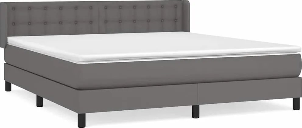 Box spring postel s matrací šedá 180x200 cm umělá kůže 3130797