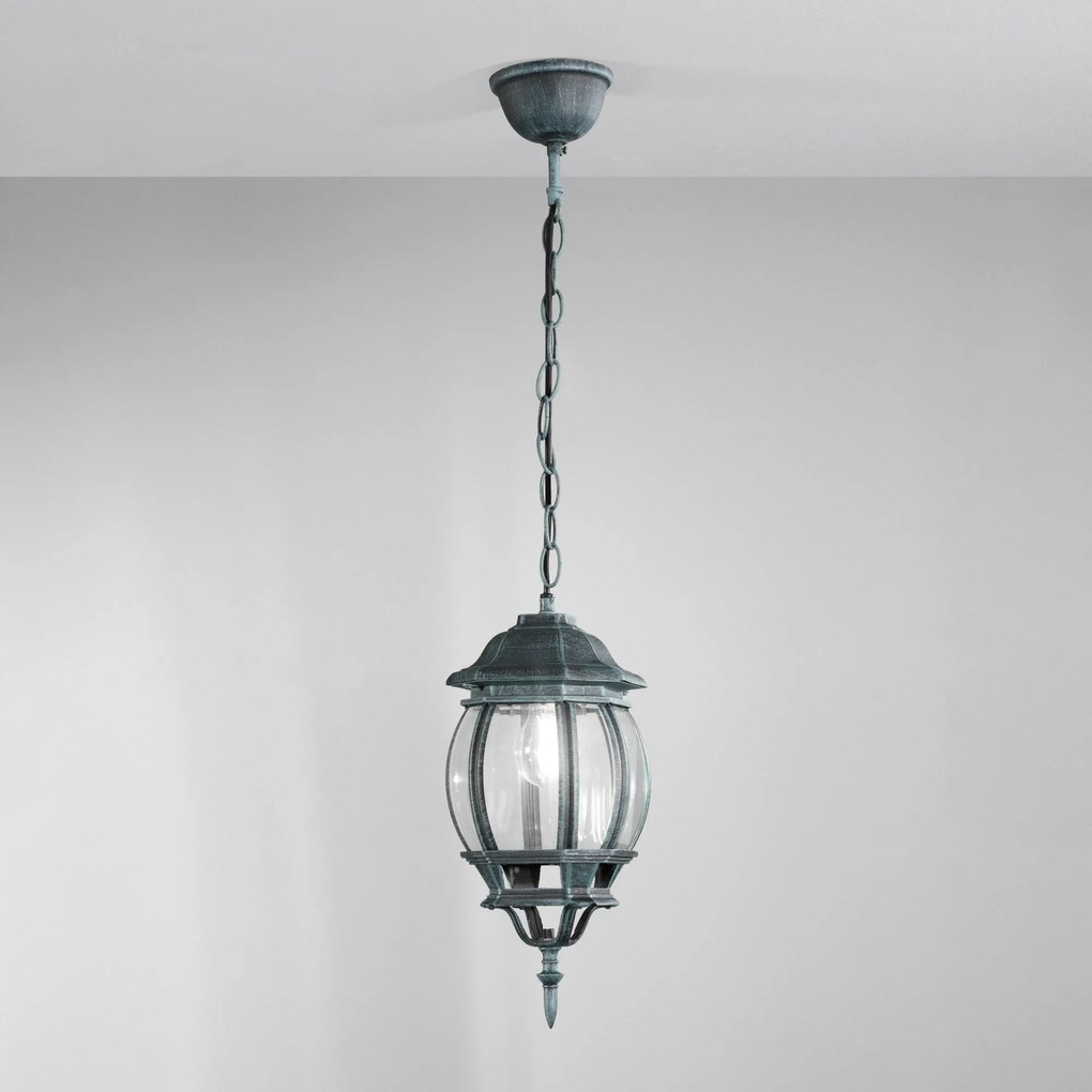 FAN LANT-SANTIAGO/S1 Závěsné venkovní svítidlo SANTIAGO černá/zelená, 1xE27, IP44, 15,5 x 107,5 cm - FANEUROPE