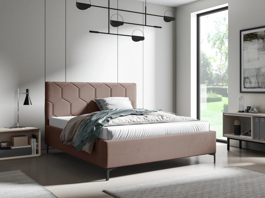 Eka Čalouněná postel MEDOX+ 160x200 cm Barva látky Trinity: (2310) Růžová, Úložný prostor: S dřevěným rámem úložného prostoru