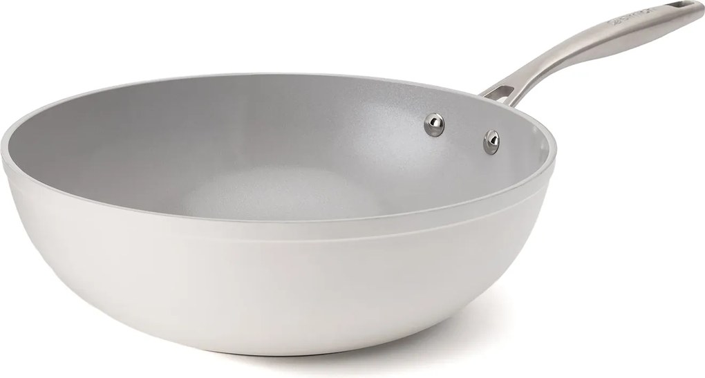 Elmich Nepřilnavá keramická pánev wok Zen Ø 28 cm - krémově bílá