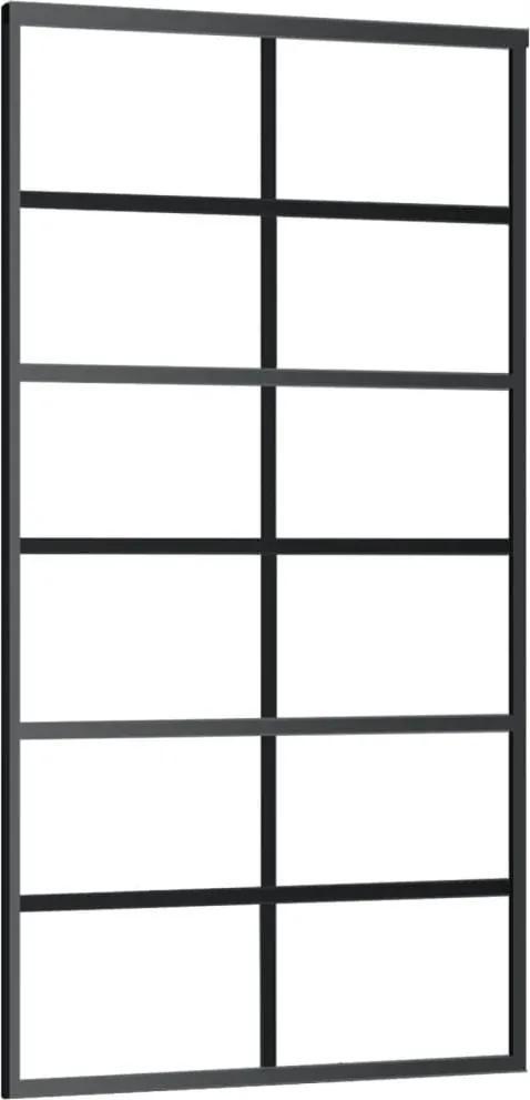 vidaXL Posuvné dveře ESG sklo a hliník 102 x 205 cm černé [151019]