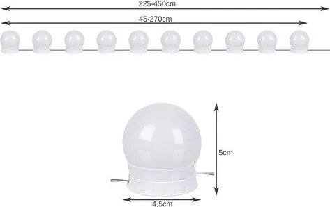 LED světla na zrcadlo k toaletnímu stolku 10 ks Izoxis 18910