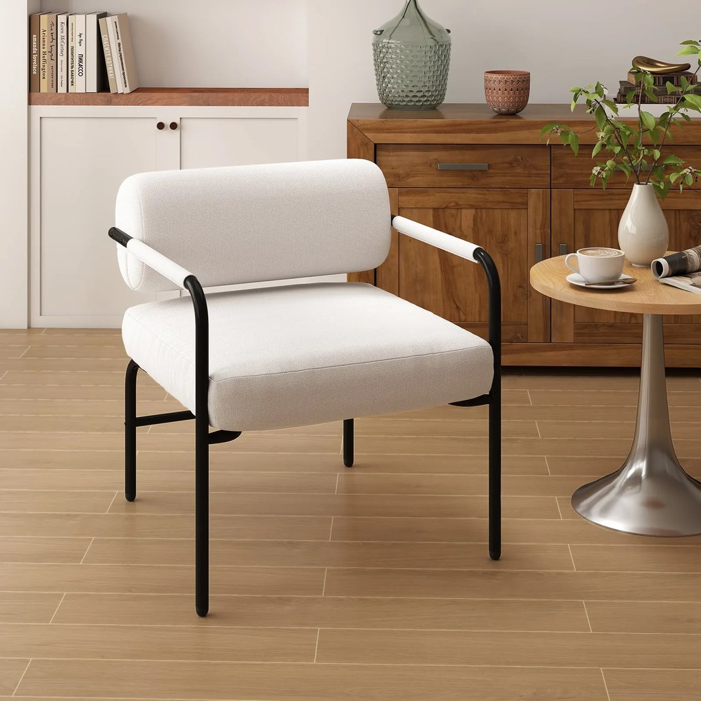 Costway Křeslo Modern Lounge Chair Polstrované křeslo s akcentem a područkami