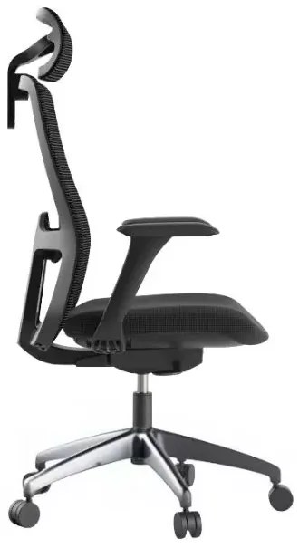 MERCURY STAR Kancelářská ergonomická židle WISDOM s podhlavníkem — síť, černý plast, nosnost 150 kg tmave šedá