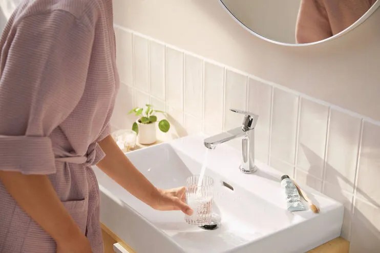 Hansgrohe Rebris S, umyvadlová baterie 110 bez odtokové soupravy, CoolStart, chromová, 72520000