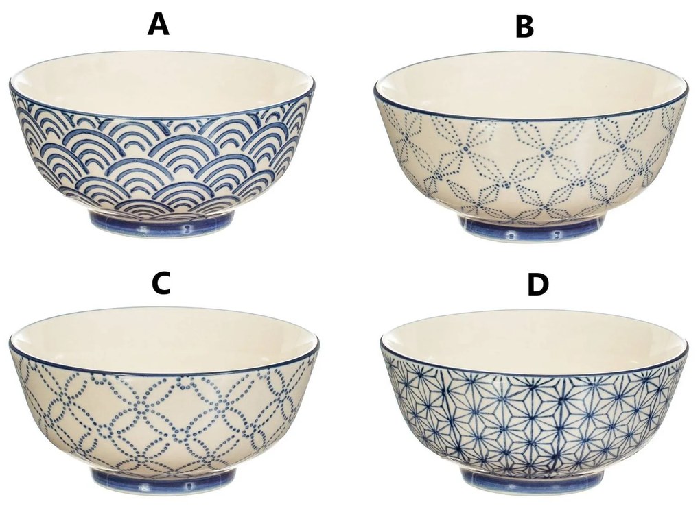 sass & belle Porcelánová miska Sashiko Typ B, modrá barva, porcelán