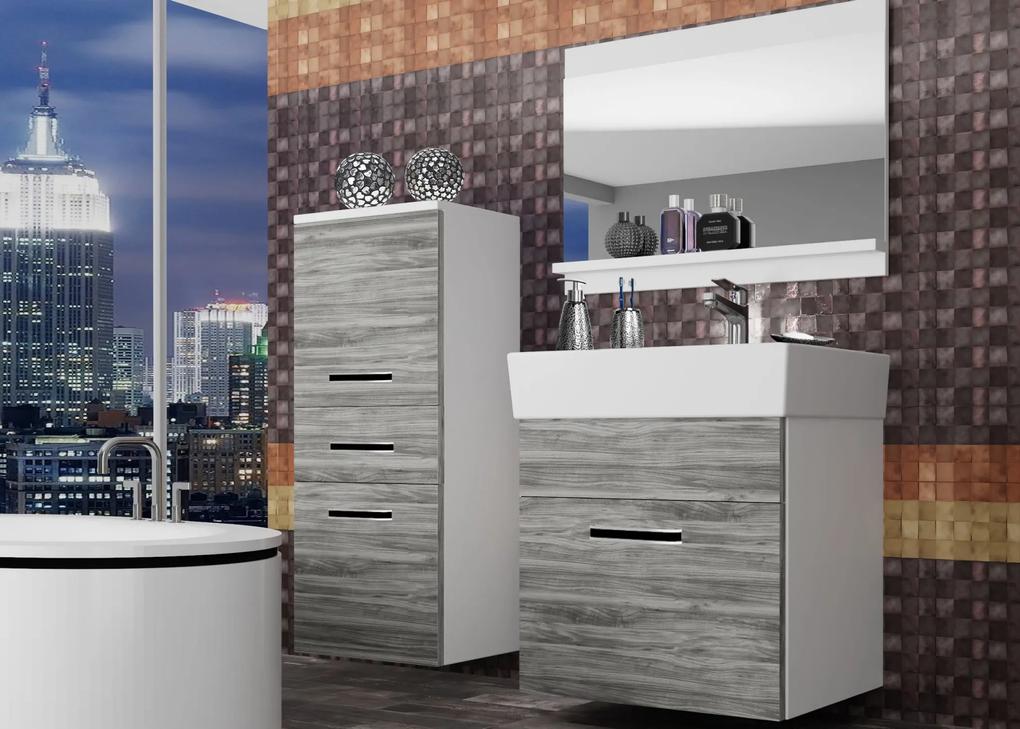 Koupelnový nábytek Belini šedý antracit Glamour Wood + umyvadlo + zrcadlo  KOR M 2/1/W/GW1/0/ZW