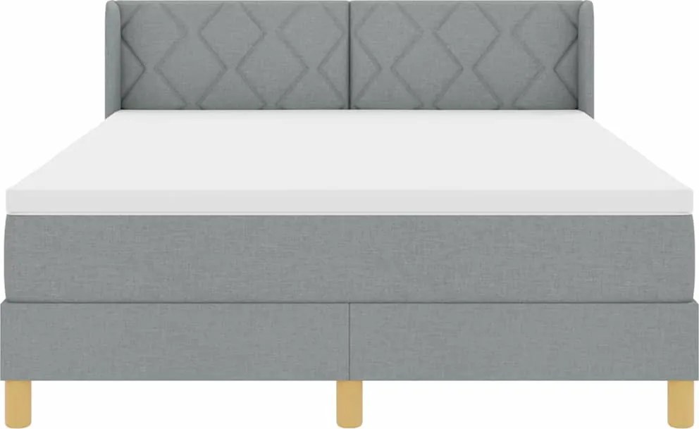 Postel s boxspringem s čelo Světle šedá 190 x 140 cm textil 3341349