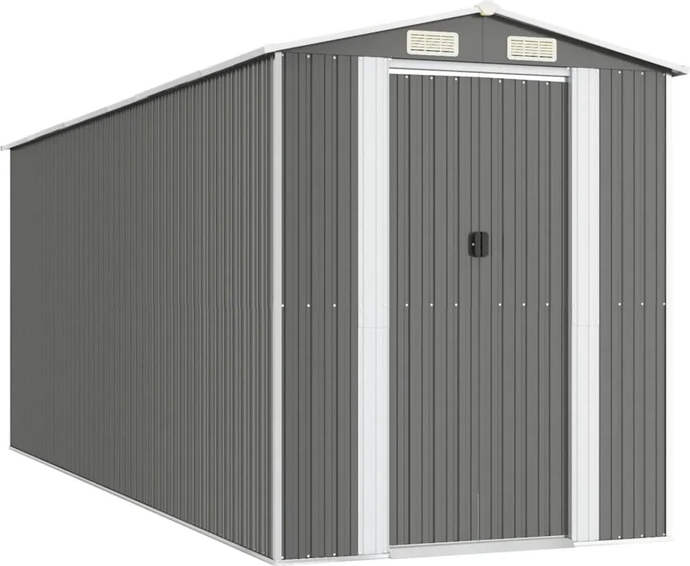 Zahradní kůlna světle šedá 192 x 523 x 223 cm pozinkovaná ocel 3147442